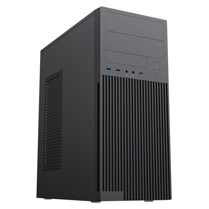 CiT Academy Mid-Tower Office PC Case With USB Type C and 80mm Rear Bla ...