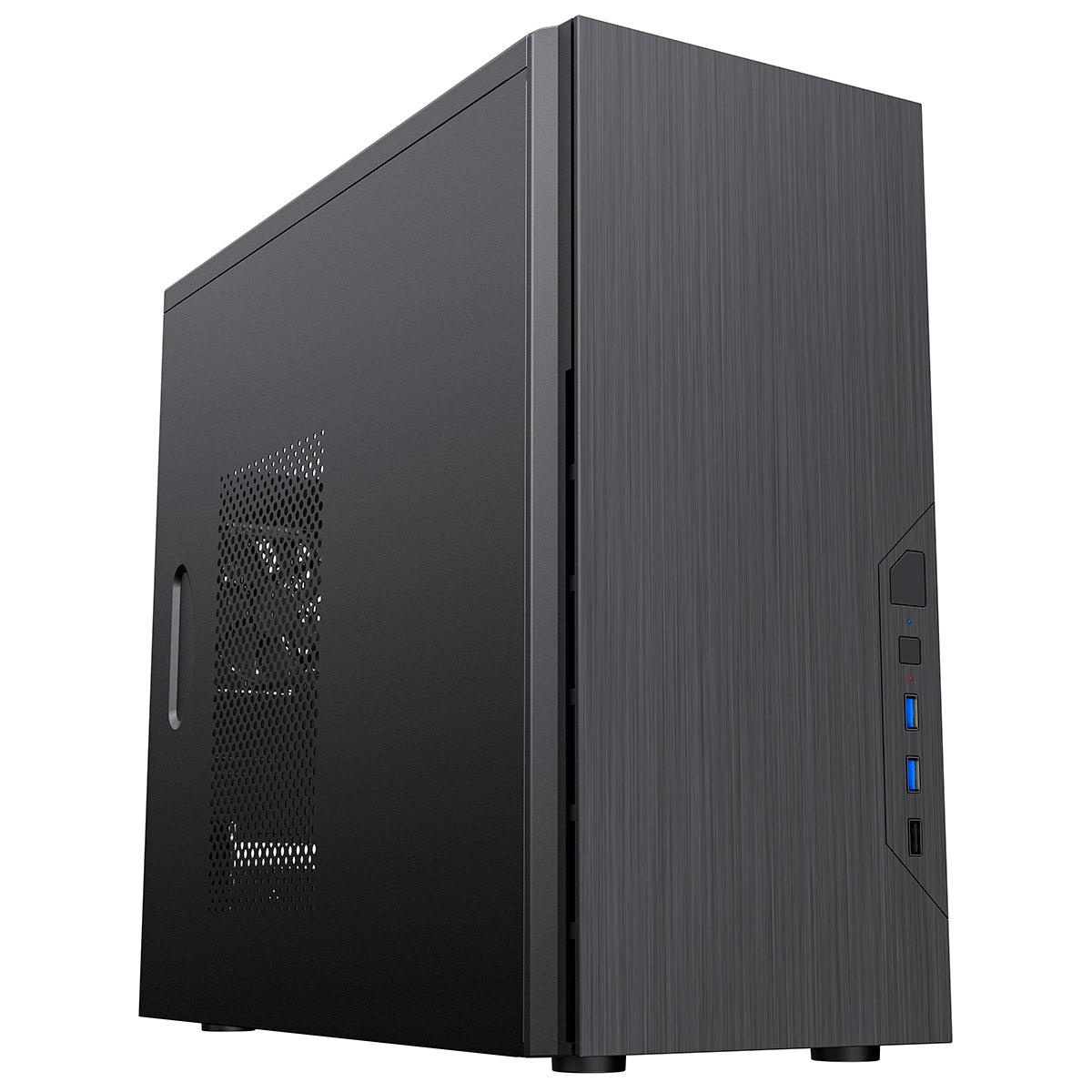 CiT Course Micro ATX Case with Brushed Aluminium Front and 1 x 8cm Rea ...