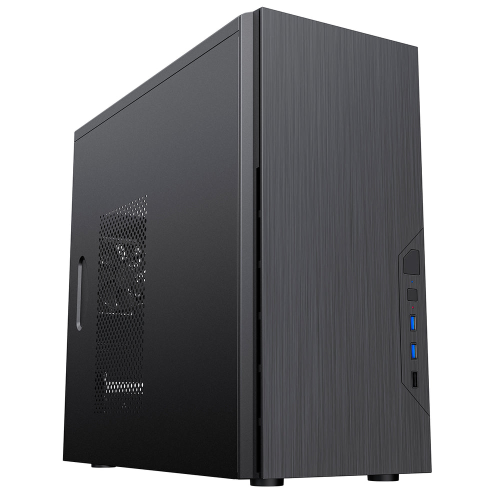 CiT Course Micro ATX Case with Brushed Aluminium Front and 1 x 8cm Rea ...
