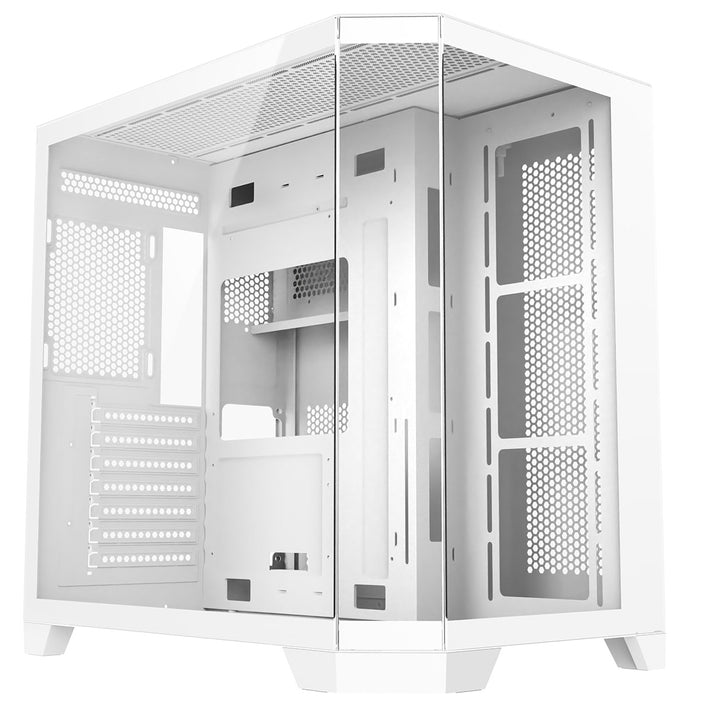 CiT DS360 White ATX Gaming Case With Dual Chamber Panoramic Tempered G ...
