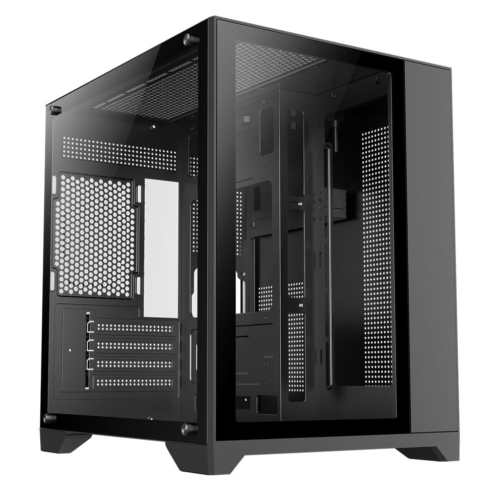 GameMax Infinity Mini Micro-ATX PC Black Gaming Case With Tempered Gla ...